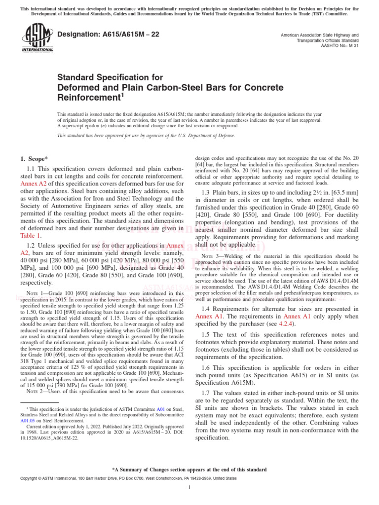Astm A615 A615m 22 | PDF