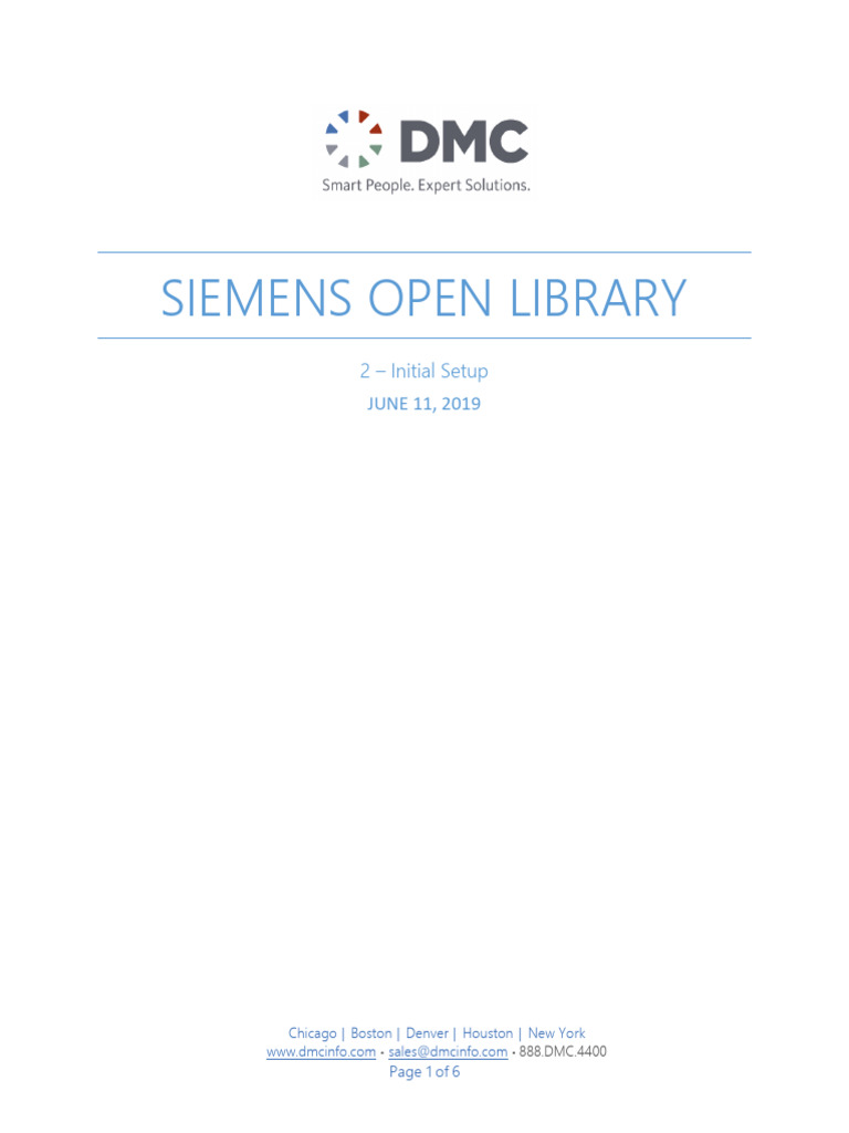 2 - Siemens Open Library - Initial Setup | PDF | Library (Computing) | Software
