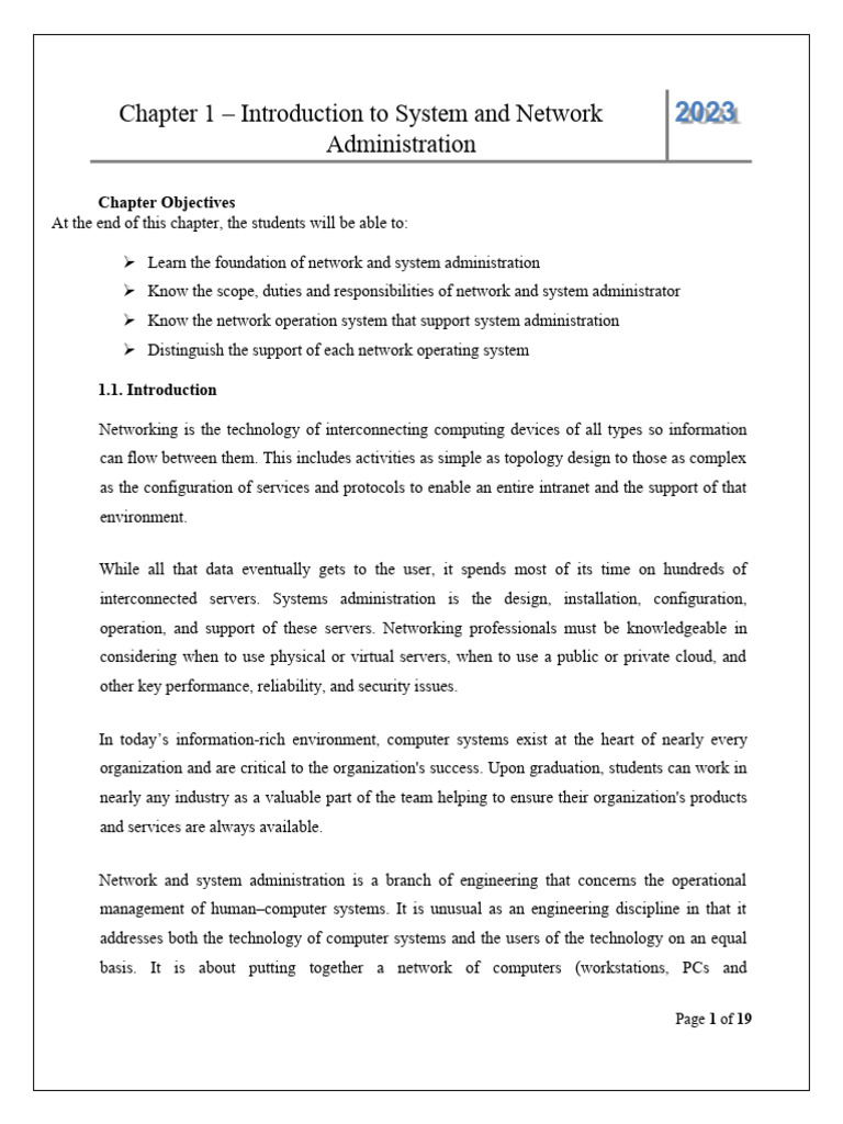 Chapter-1 Introduction To System and Network Admin 1 | PDF
