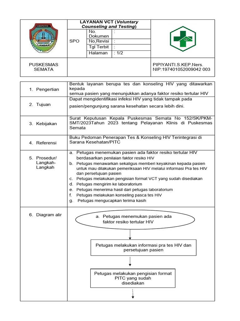 SOP VCT Puskesmas Semata | PDF