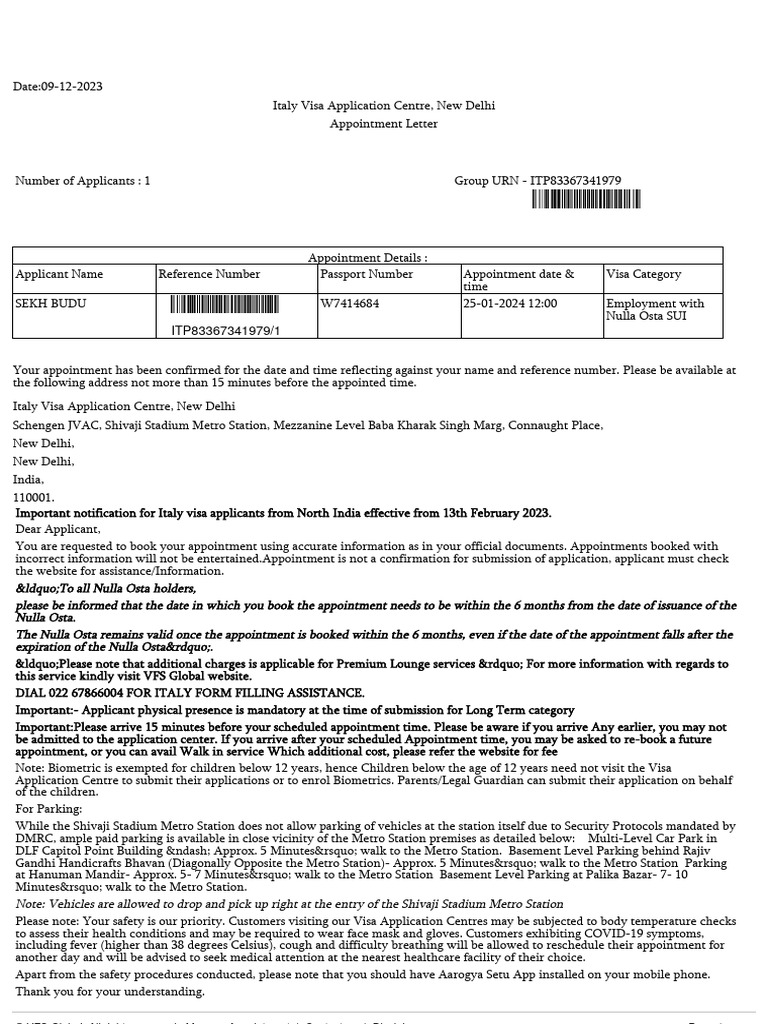 VFS Global Visa Format | PDF | Travel Visa