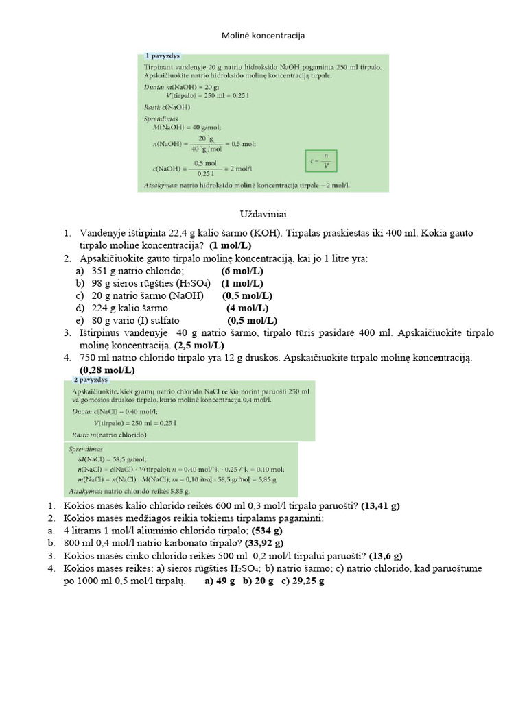 Moline Koncentracija Pagrindinio Lygio | PDF