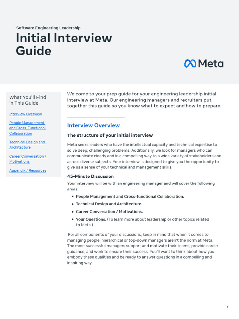 META Initial Interview Guide | PDF | Leadership | Motivation