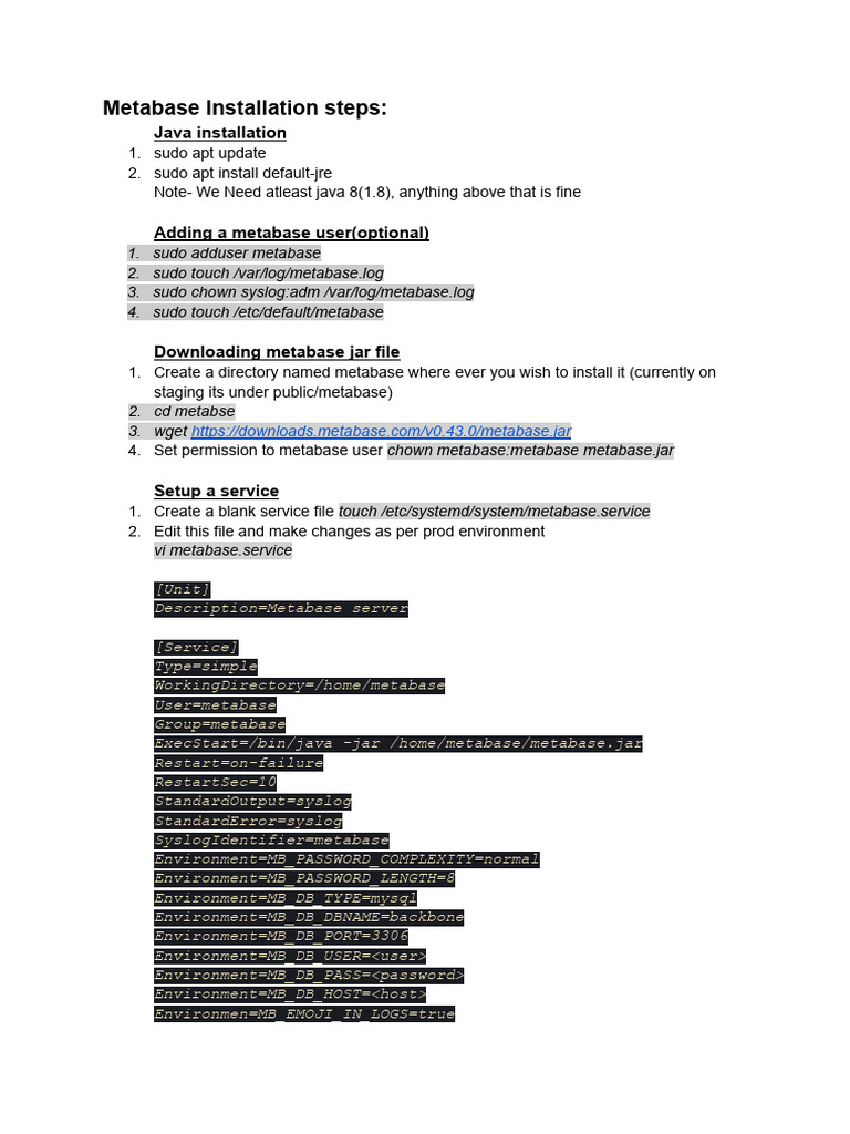 Metabase Installation Steps | PDF