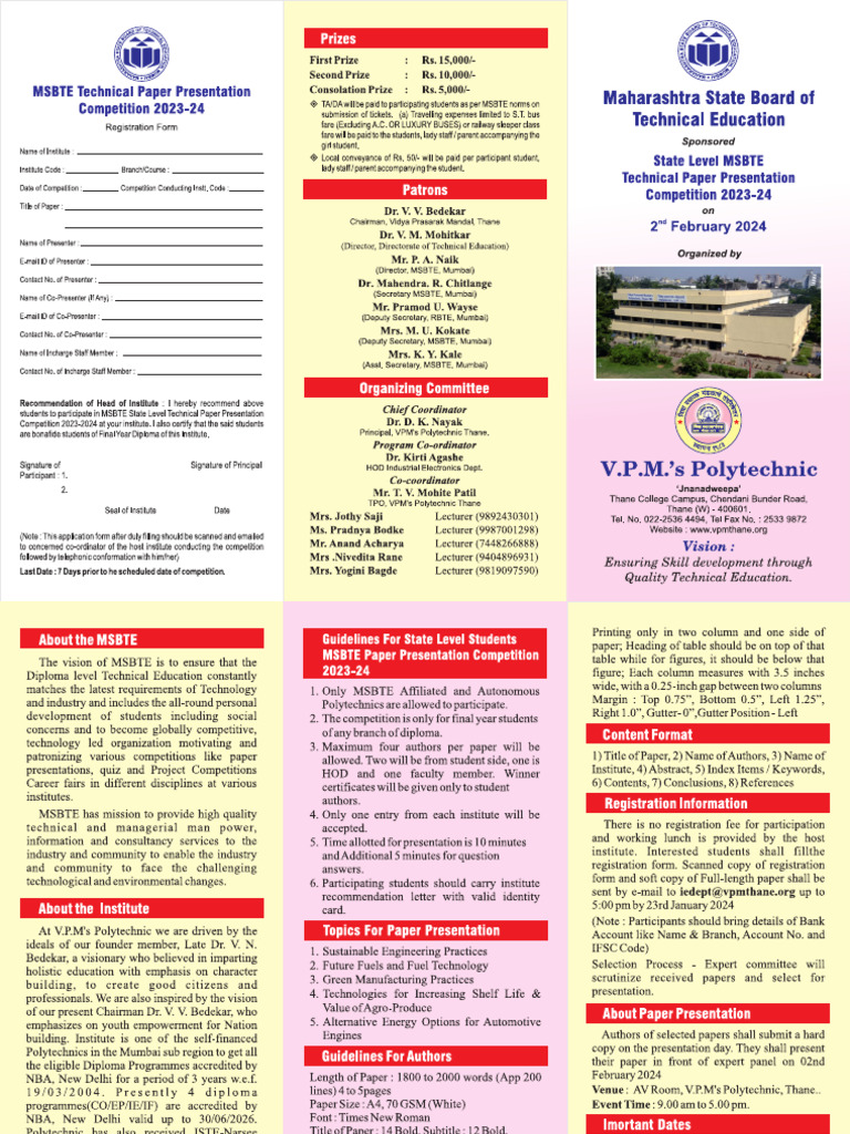 Paper Presentation VPMP MSBTE Brochure 120120240328 | PDF