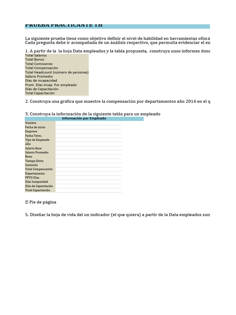Prueba Practicante TH | PDF