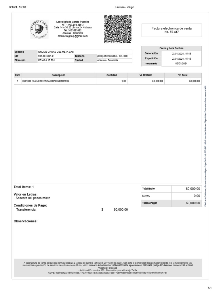 FV 2 447 | PDF | Pagos | Dinero