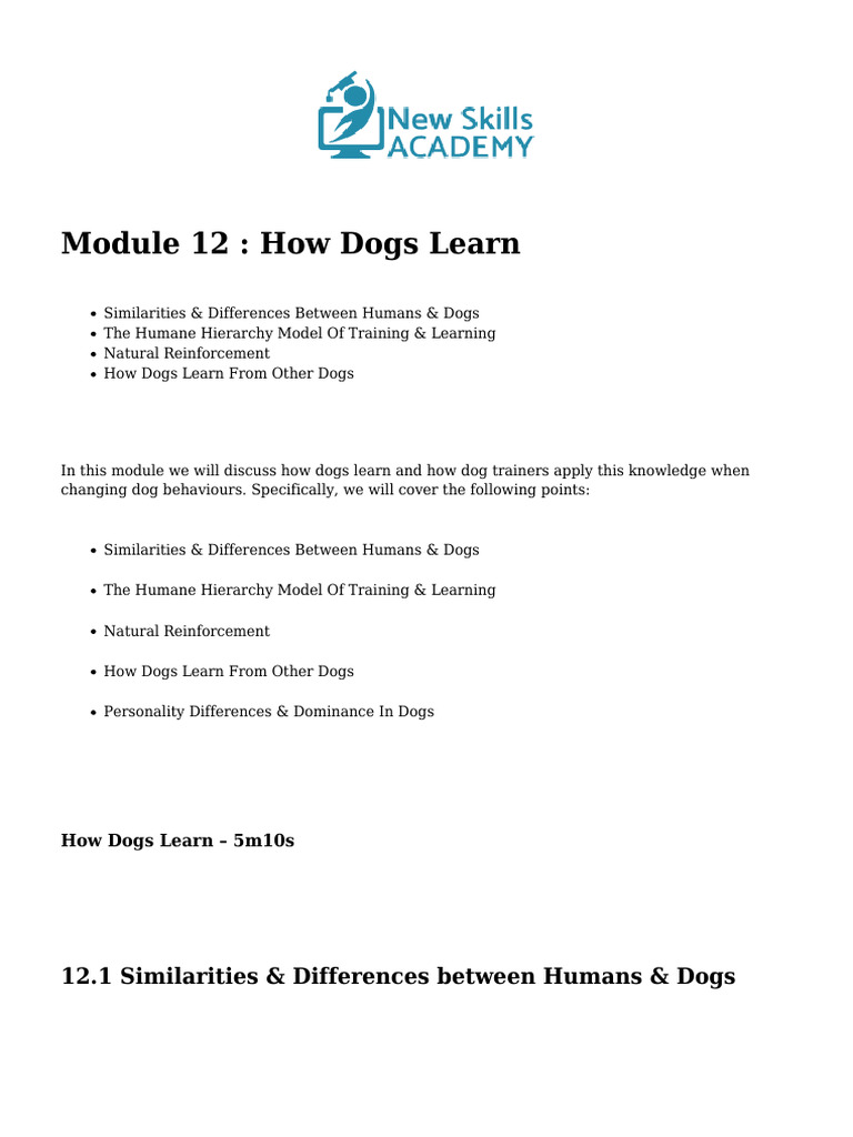 Module 12 How Dogs Learn | PDF | Reinforcement | Dogs