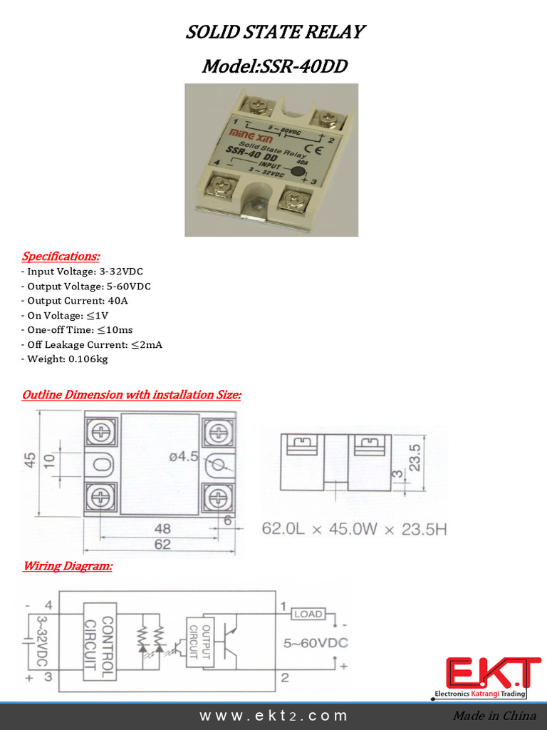 SSR-40DD Solid State Relay Specs | PDF