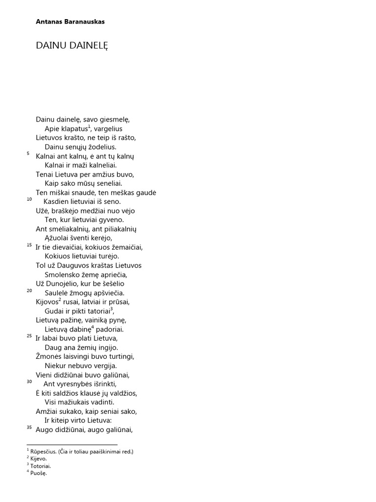 Antanas Baranauskas. Dainu dainelę.LG1205 | PDF
