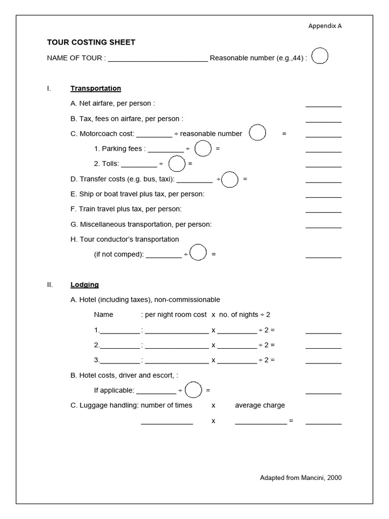 Tour Costing Sheet (Week 8) | PDF | Financial Markets | Business Process