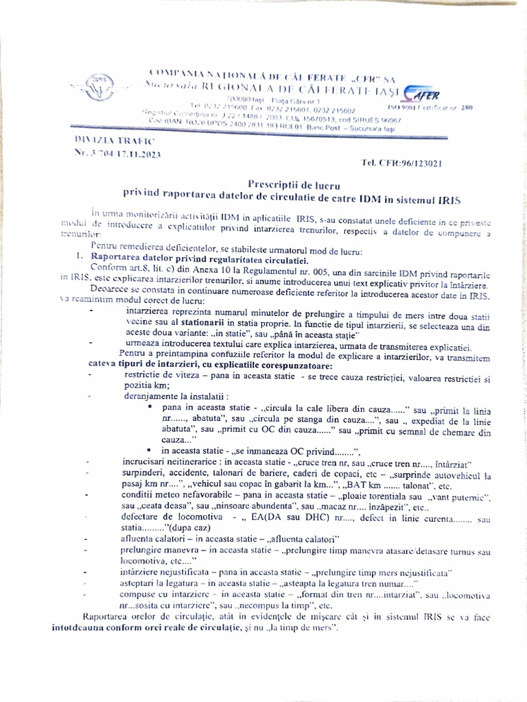 Prescripții de Lucru IDM | PDF