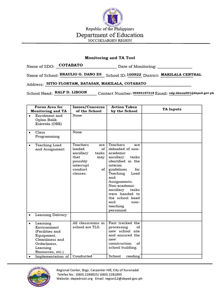 BGDES OBE Monitoring Tool 2023 | PDF | Cognition | Behavior Modification