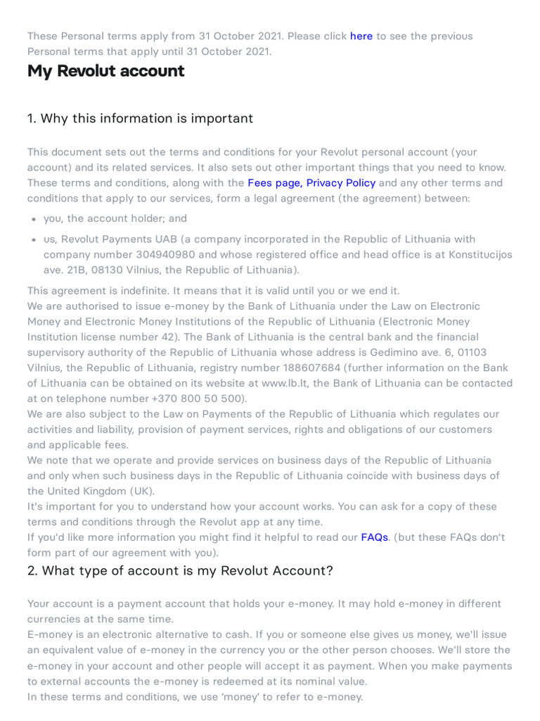 Revolut T&C For Section IV | PDF | Money | Payments