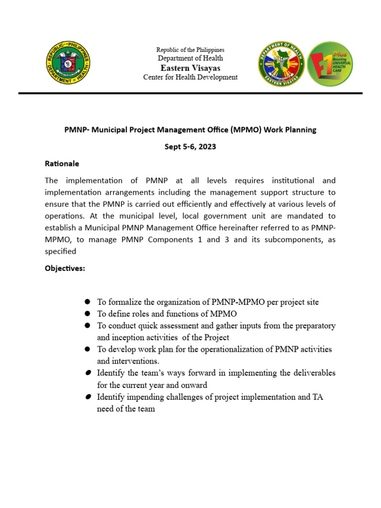PMNP Worplan Formulation Sept 5-6 | PDF | Economies