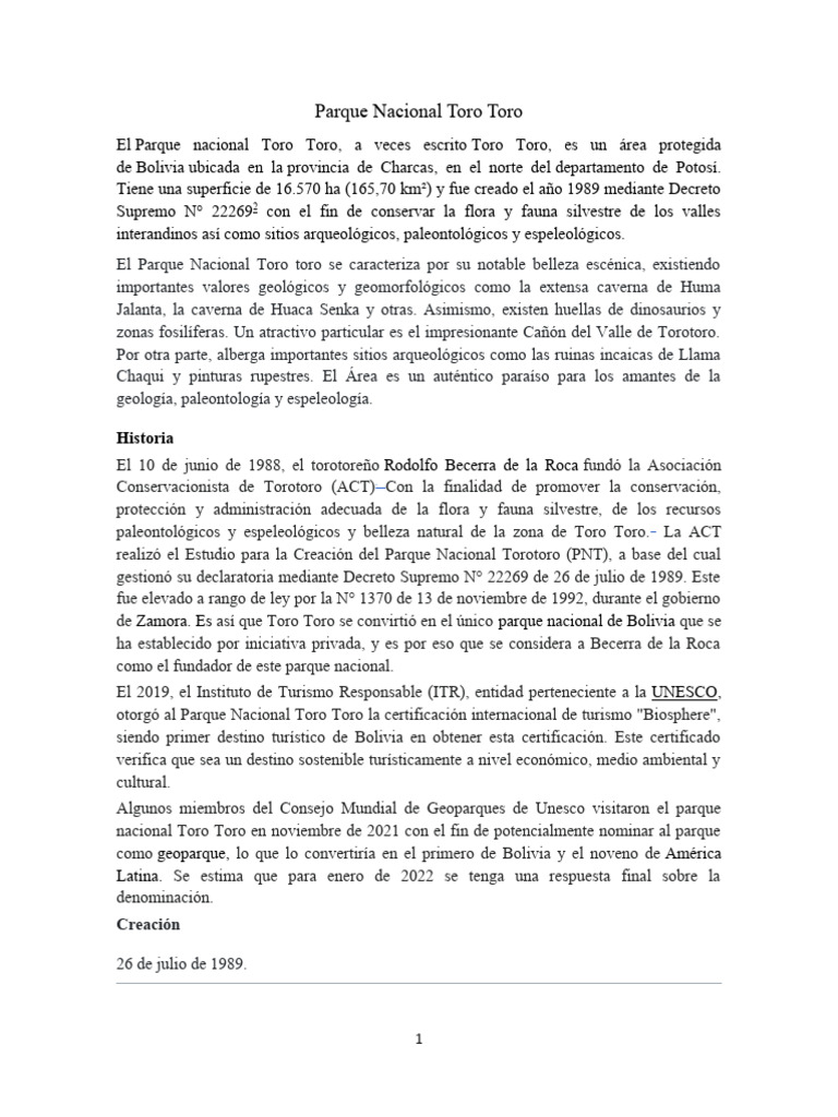 Toro Toro | PDF | Ciencias de la Tierra