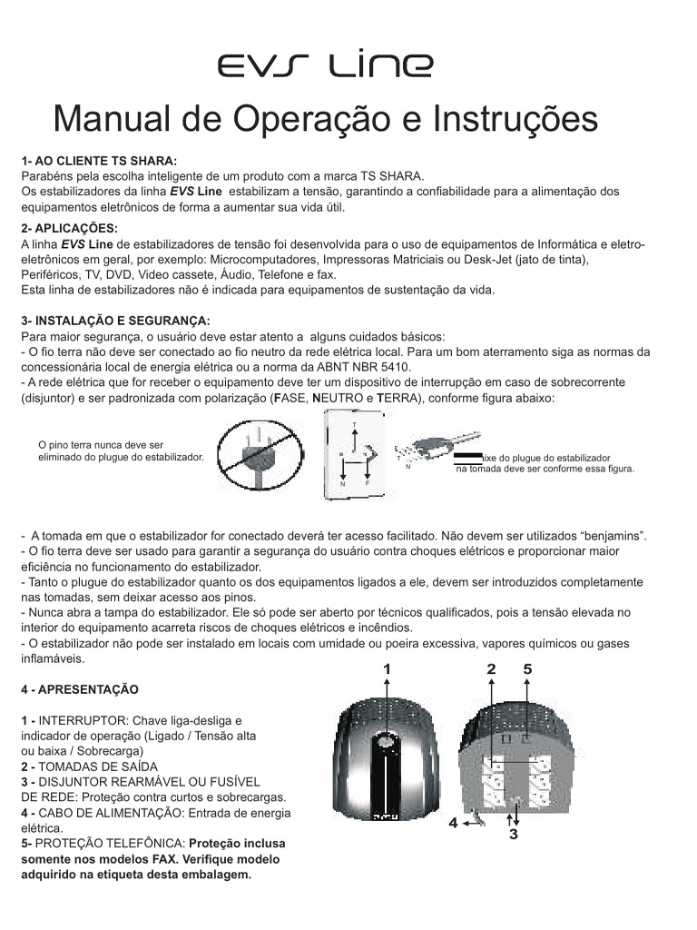 Manual EVS-LINEe | Download grátis PDF | Tomadas elétricas | Eletromagnetismo