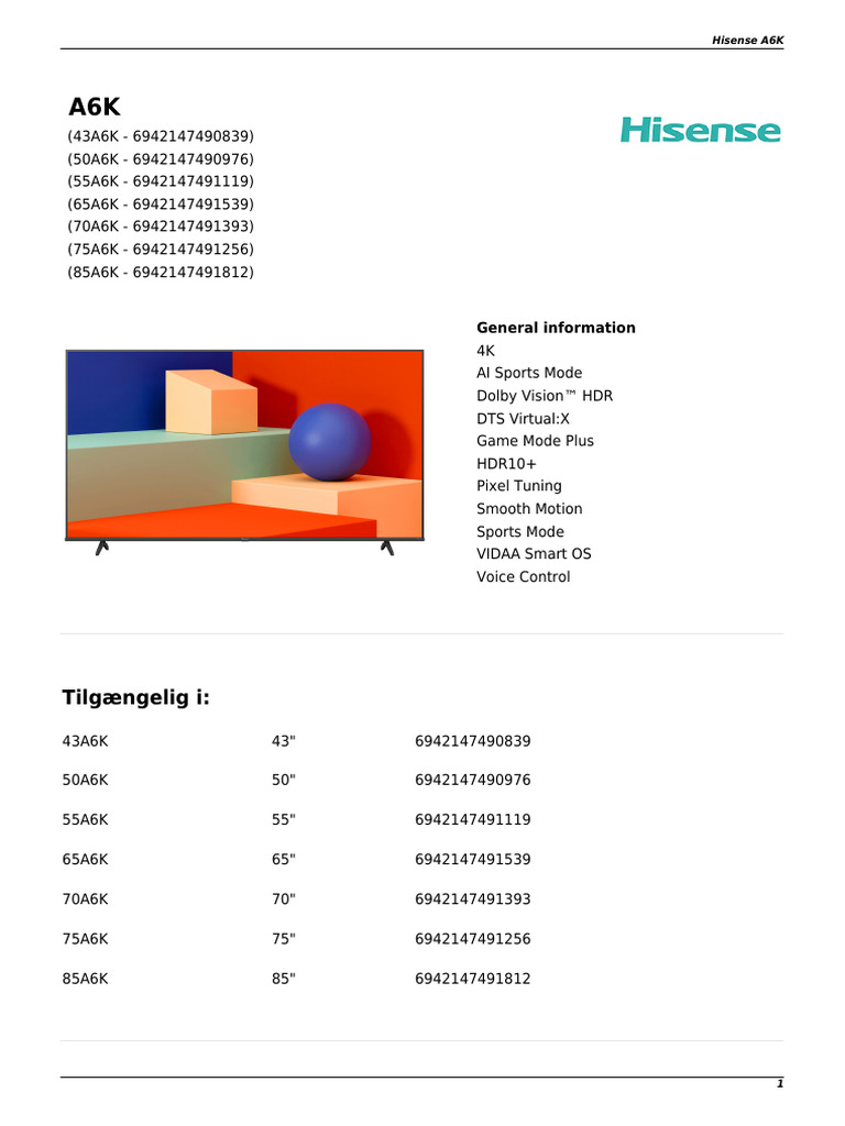 Hisense A6k | PDF