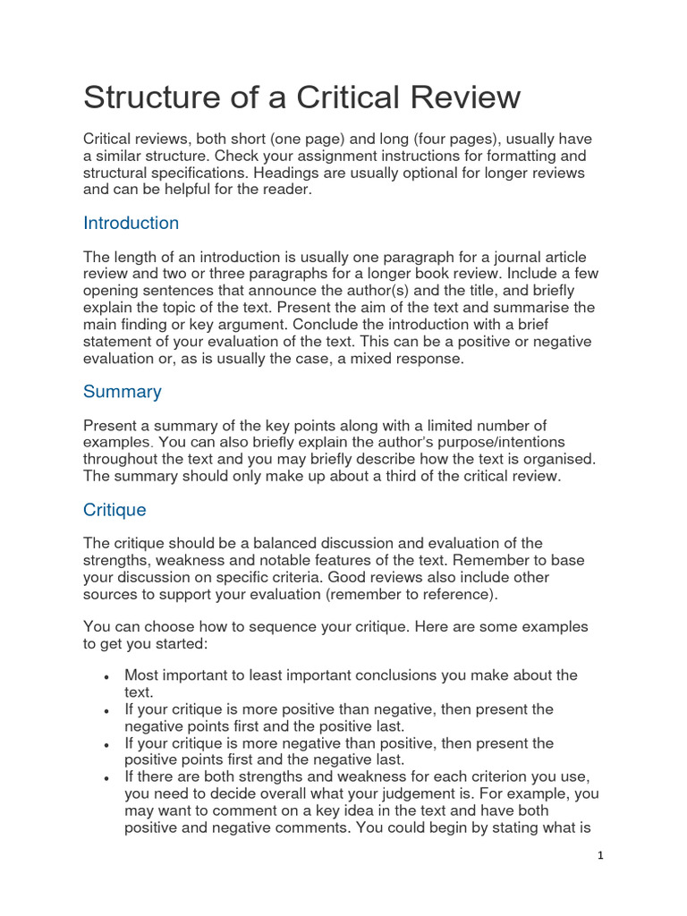 How To Conduct Critical Review - 1 | PDF | Evidence | Argument