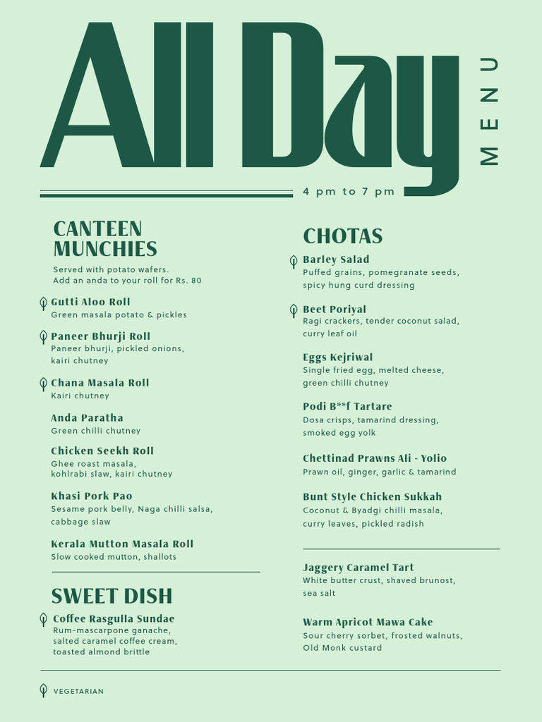 The Bombay Canteen - All Day Monsoon Menu 2023 | PDF