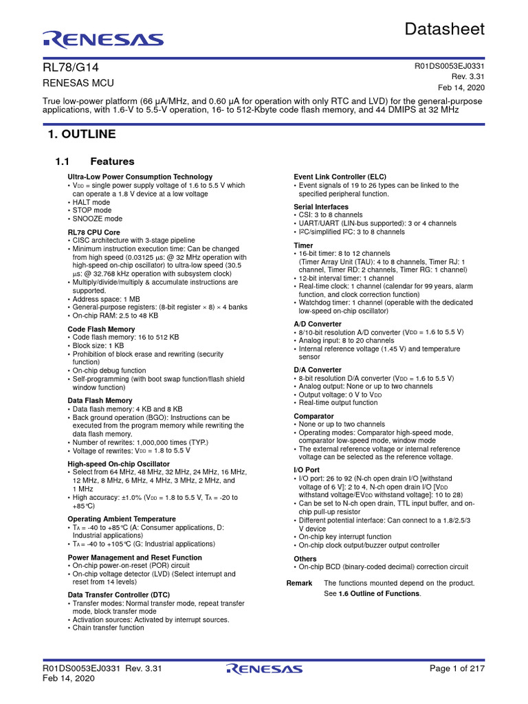 R5F104AG Renesas | PDF | Manufactured Goods | Office Equipment