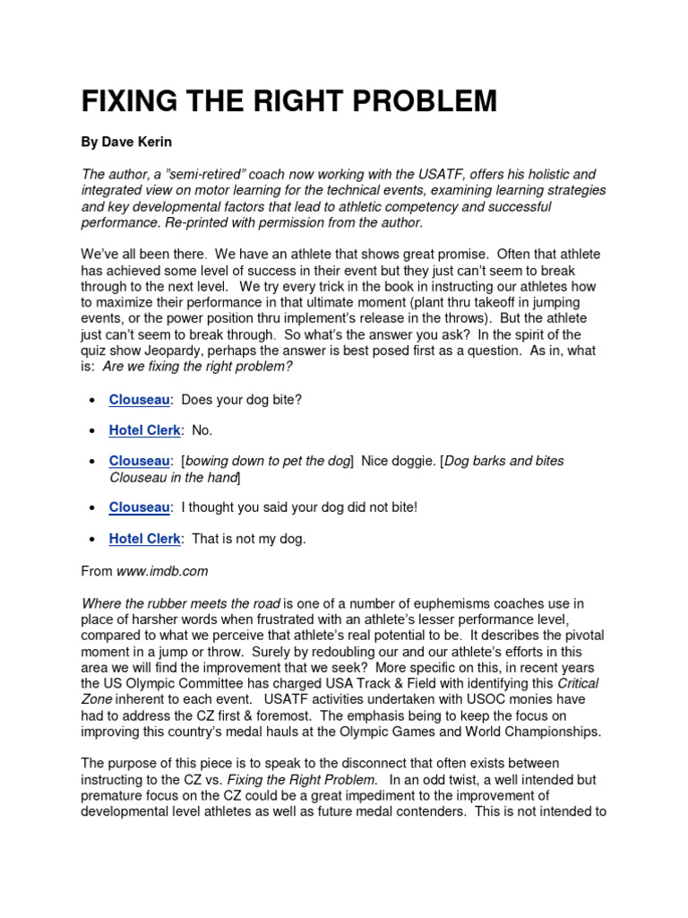 Kerin Fixing The Right Problem | PDF | Foot