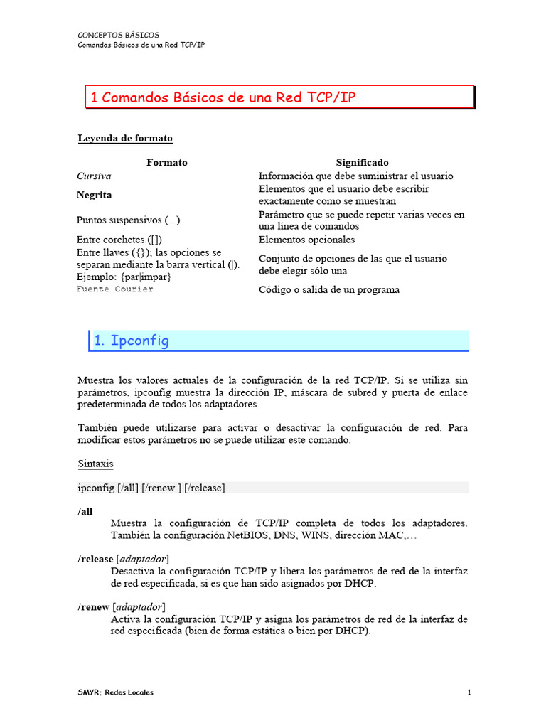 UT3-1 Comandos Basicos de Red | PDF | Protocolos de internet | Dirección IP UT3-1 Comandos Basicos de Red | PDF | Protocolos de internet | Dirección IP