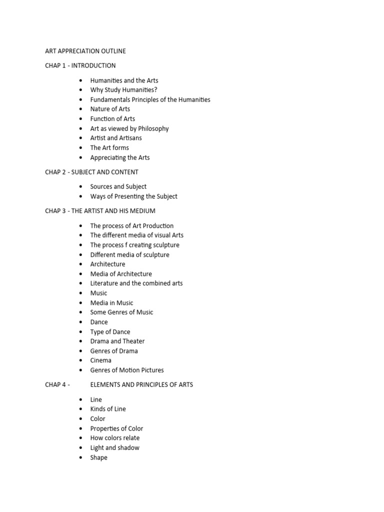 Art Appreciation Outline | PDF
