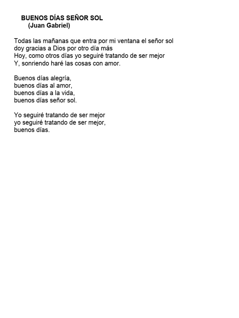 Buenos Días, Señor Sol: Poema de Gratitud | PDF | Relaciones personales ...
