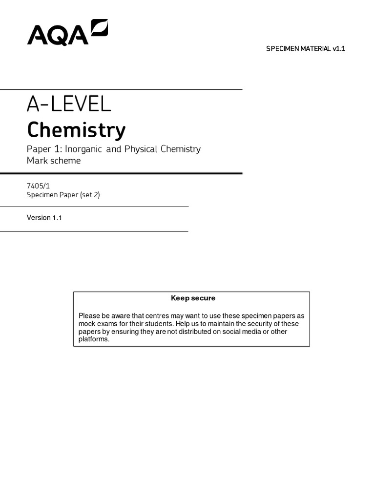 7405 1 Specimen Mark Scheme Set 2 Paper 1 v1.1 | PDF | Gce Advanced Level (United Kingdom ...