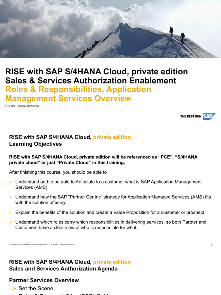 RISE With SAP S4HANA Cloud Private Edition - RR and AMS Overview | PDF