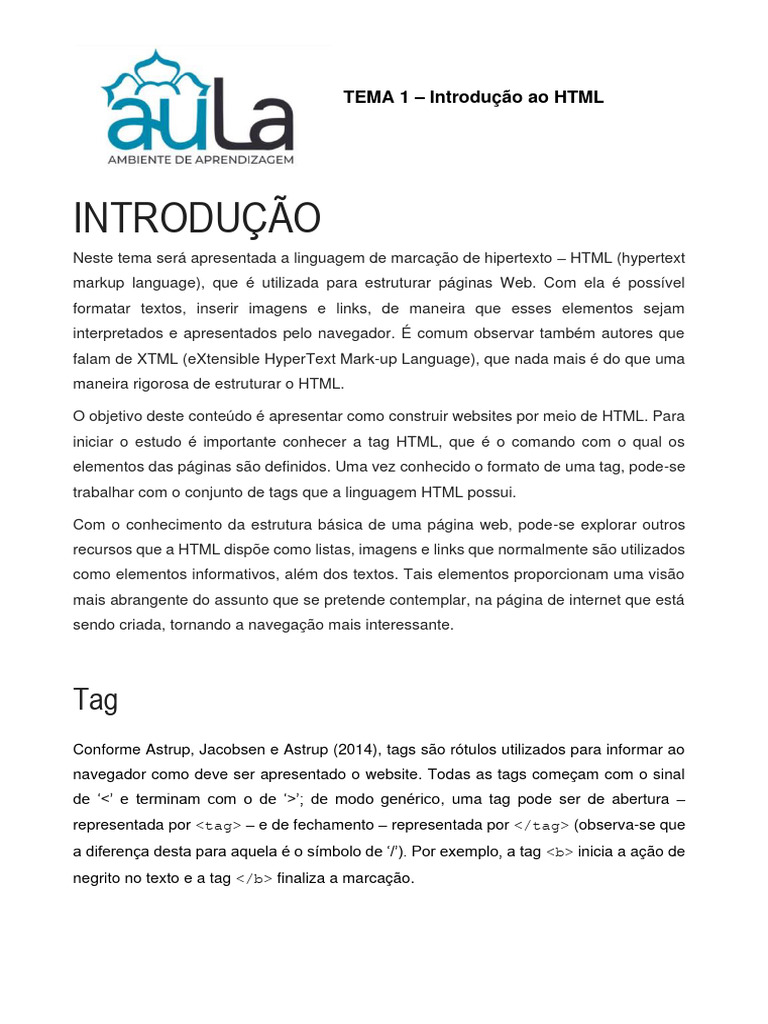 Tema 1 - IDW (Introdução Ao HTML) | PDF | Html | Elemento HTML Tema 1 - IDW (Introdução Ao HTML) | PDF | Html | Elemento HTML