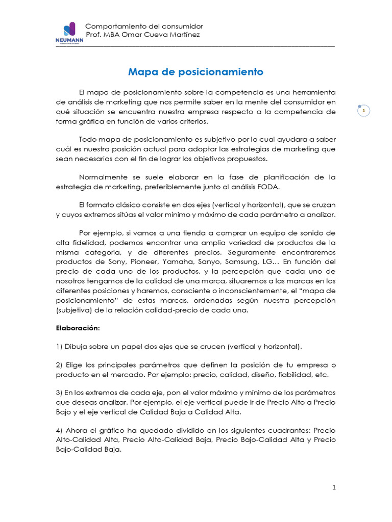 Guía de Mapas de Posicionamiento | PDF | Marketing | Comportamiento
