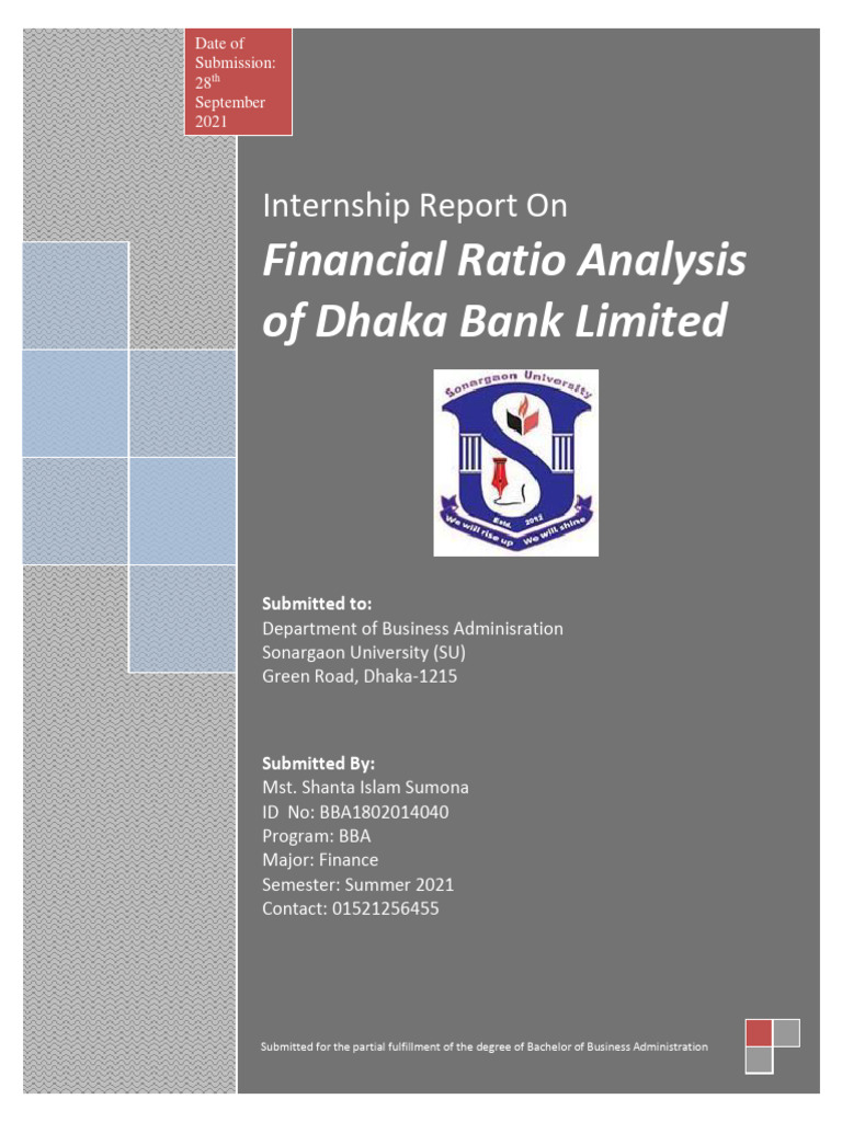 BBA1802014040 - Mst. Shanta Islam Sumona - Internship Report | PDF | Banks | Investing