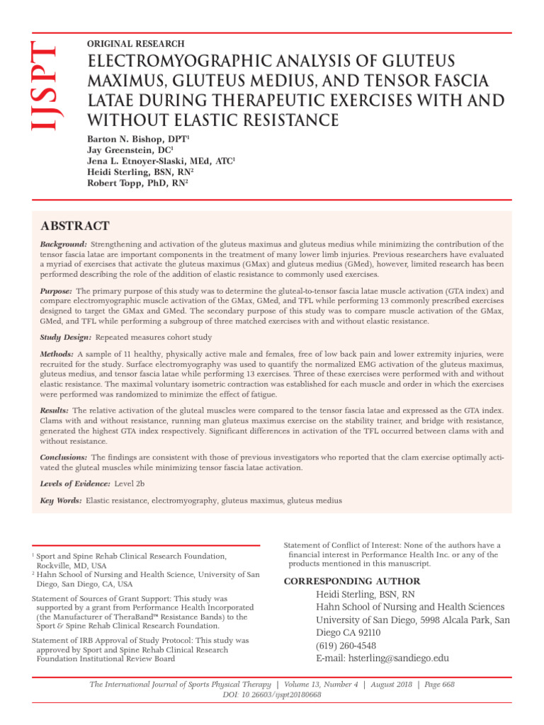 2018 Bishop - Glut Med, Max and TFL Activation in Exercise | PDF | Electromyography ...