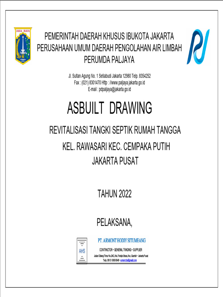 Asbuilt Drawing: Revitalisasi Tangki Septik Rumah Tangga Kel. Rawasari ...