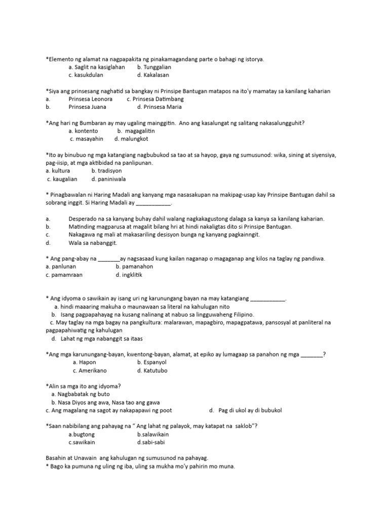 Review Filipino 8 | PDF
