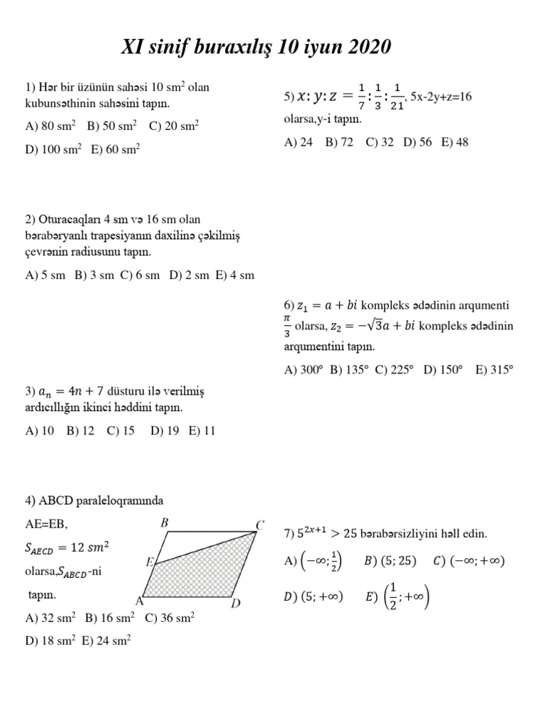 XI Sinif Buraxılış 10 Iyun 2020 | PDF