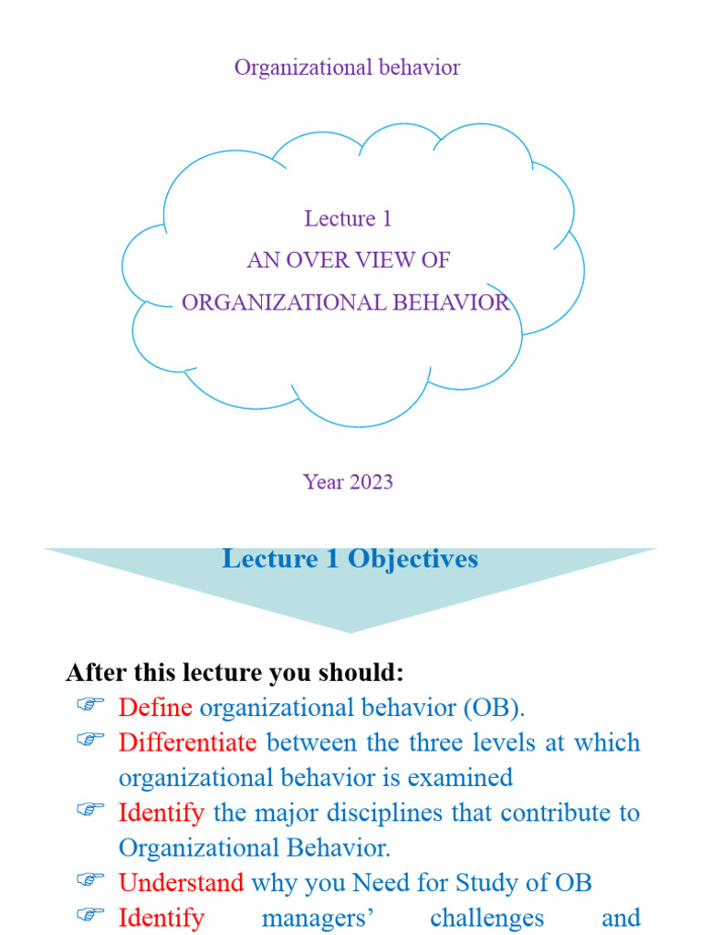 OB Lecture 1 | PDF