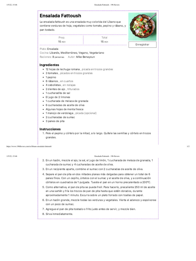 Ensalada Fattoush - 196 Flavors | PDF | ensalada | Alimentos