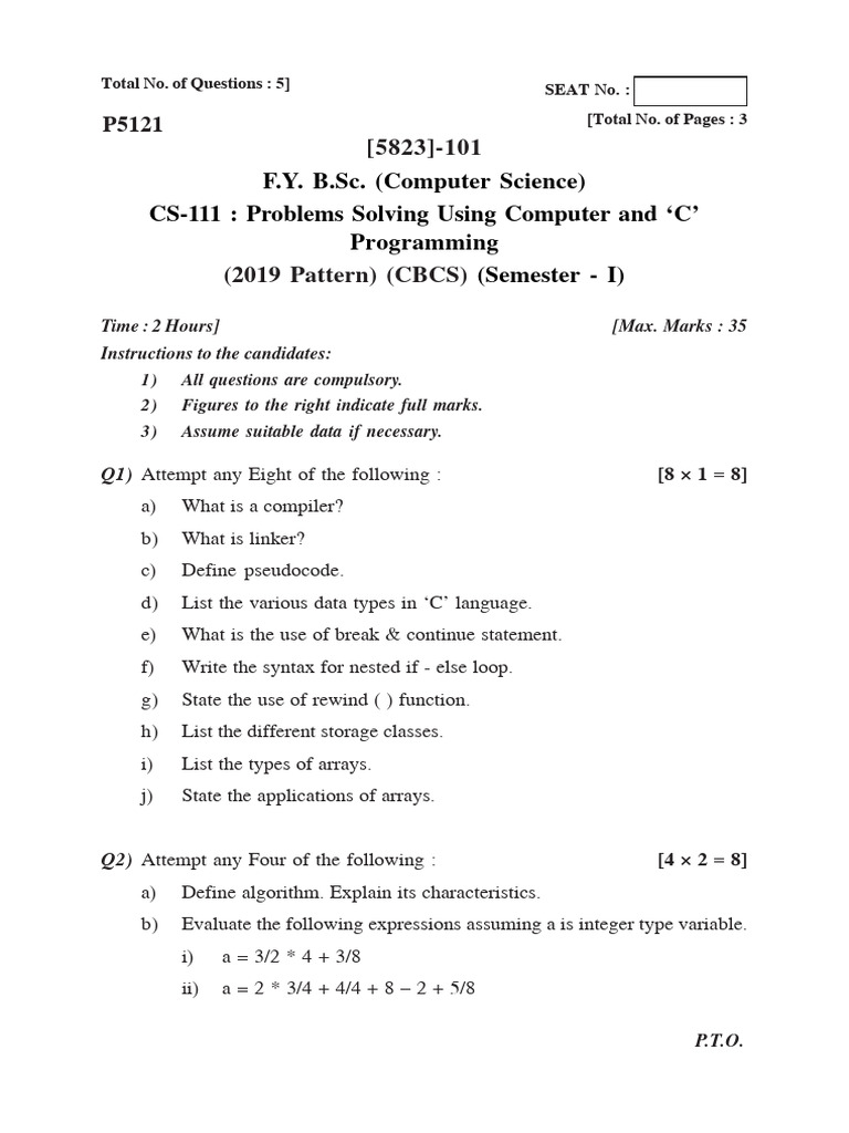 B.SC (Computer Science) 2019 Pattern | PDF | Operational Amplifier | Probability Distribution