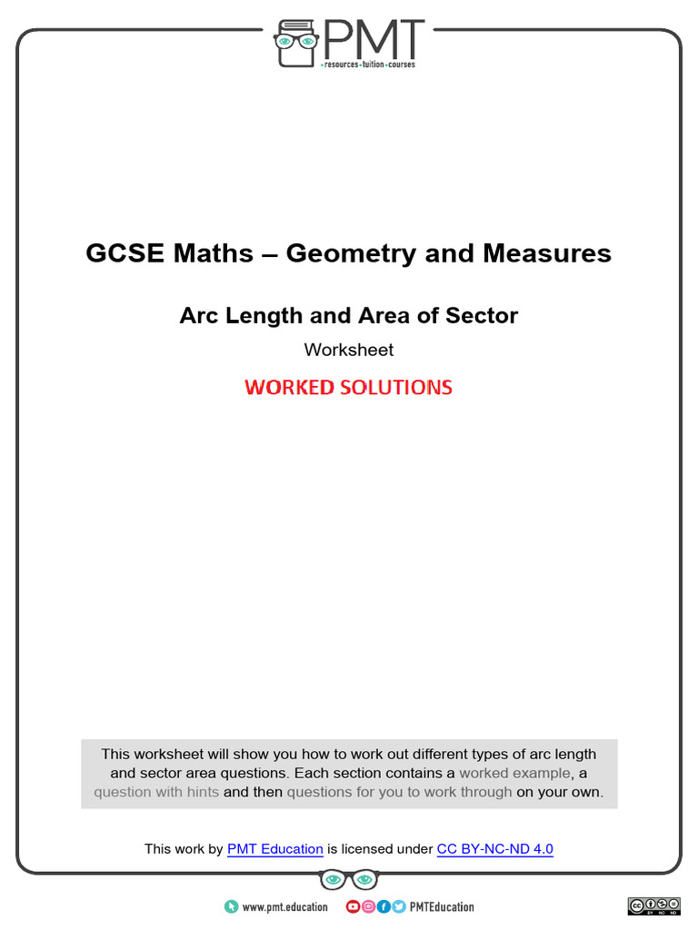 F. Arc Length and Area of Sector (Answers) | PDF | Significant Figures ...