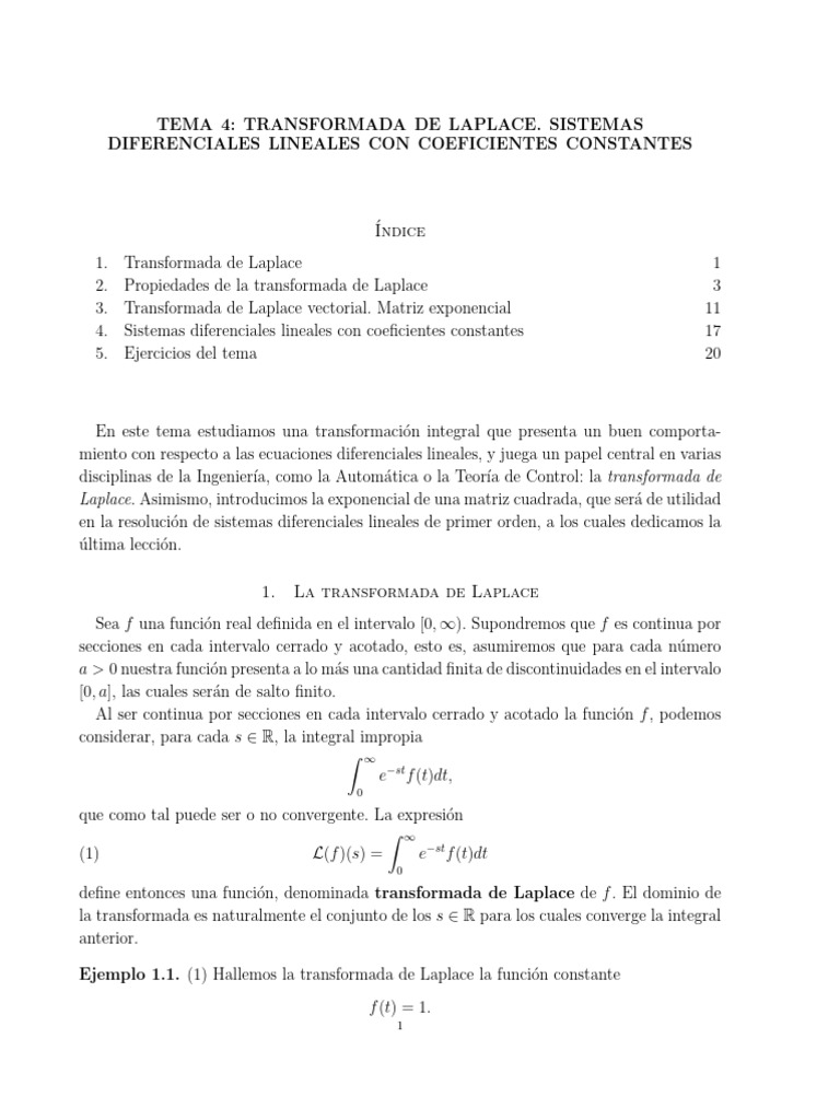 Tema 3 - Transformada de Laplace | PDF | Integral | Ecuaciones