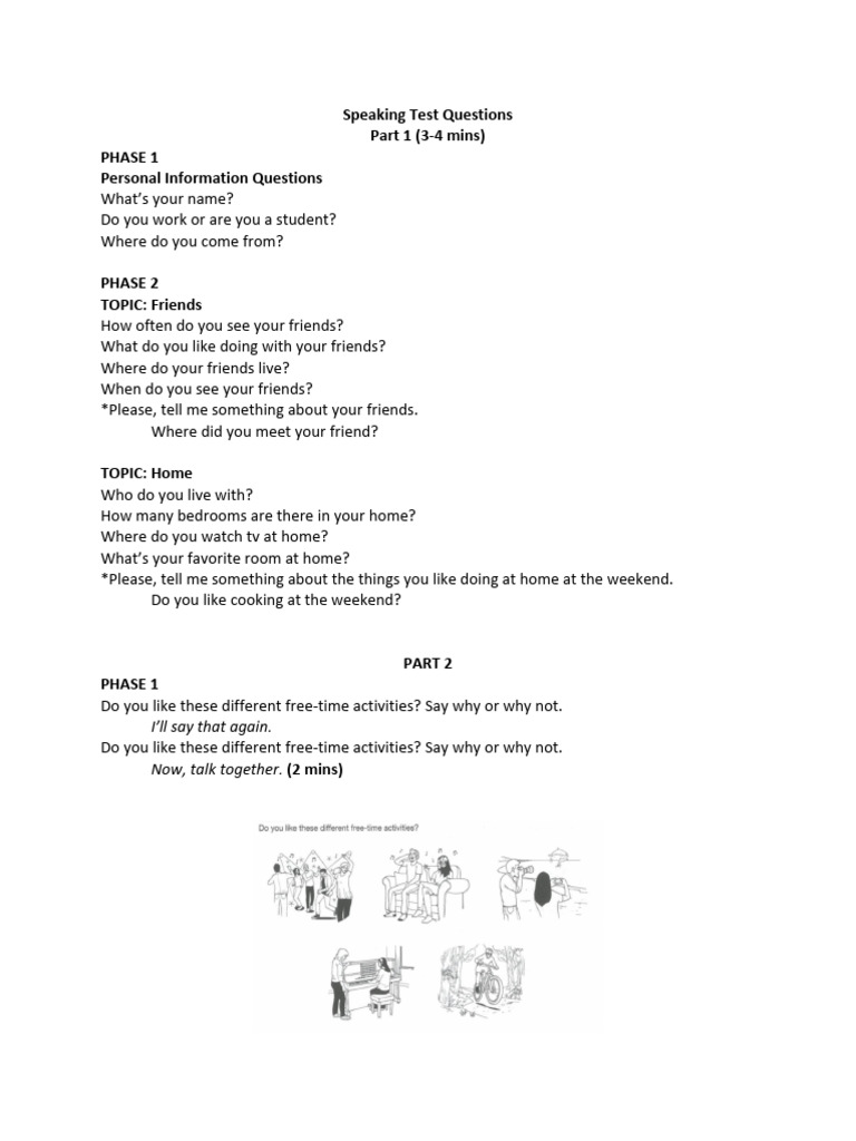 Speaking Test Questions | PDF