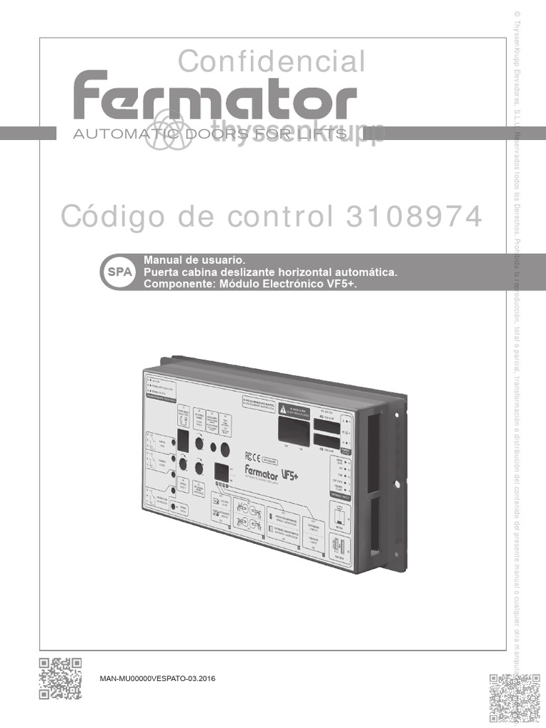 Manual Fermator VF5 | PDF | Relé | Equipo eléctrico
