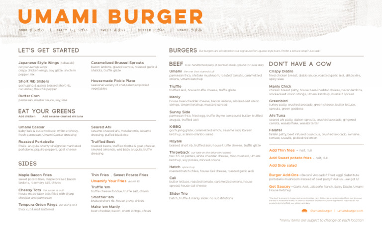 Umami-Main-Menu | PDF | Pickling | Hamburgers