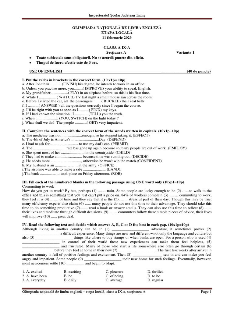 Subiecte Liceu | PDF | Tea | Learning