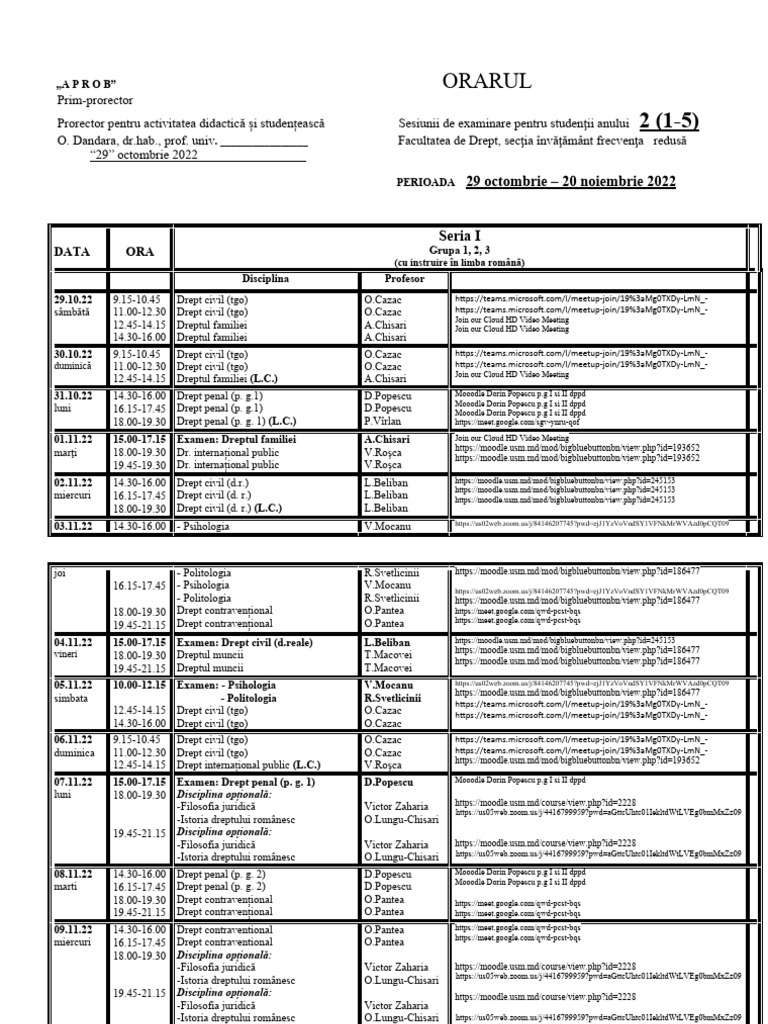 Orar Sesiunea 2 | PDF