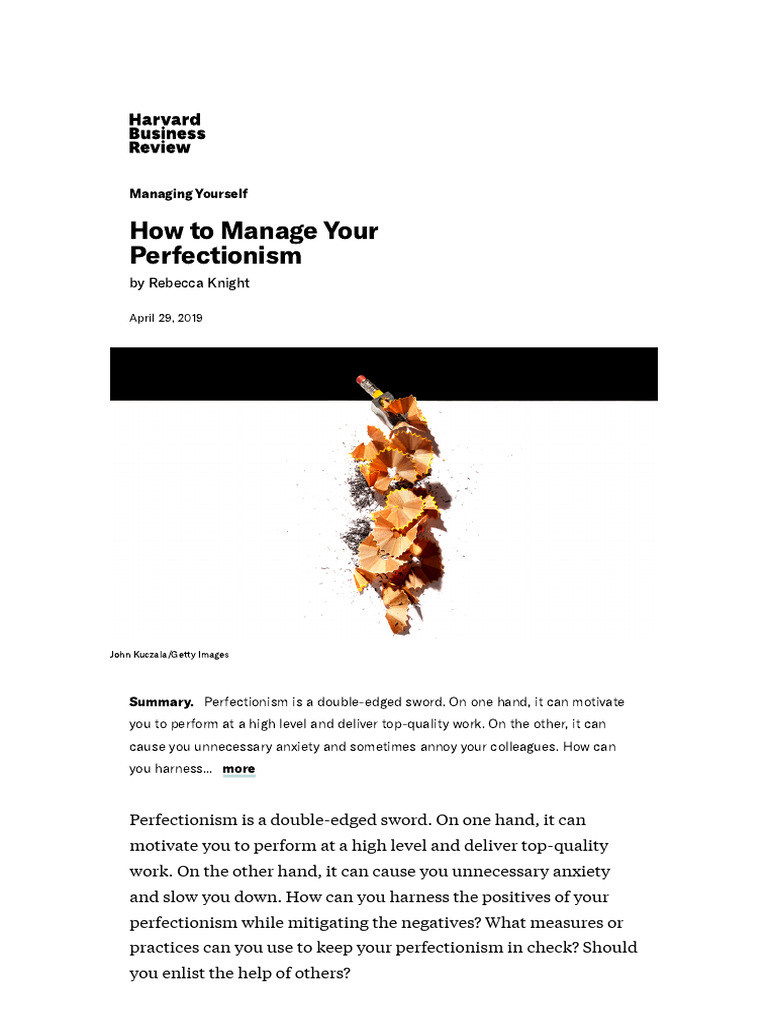How To Manage Your Perfectionism | PDF | Perfectionism (Psychology ...