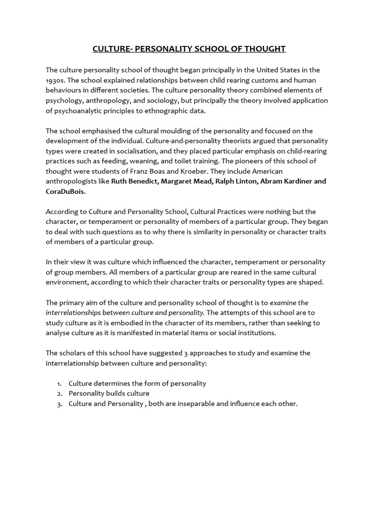 6 (E) Cultural Personality | PDF | Anthropology | Personality Psychology